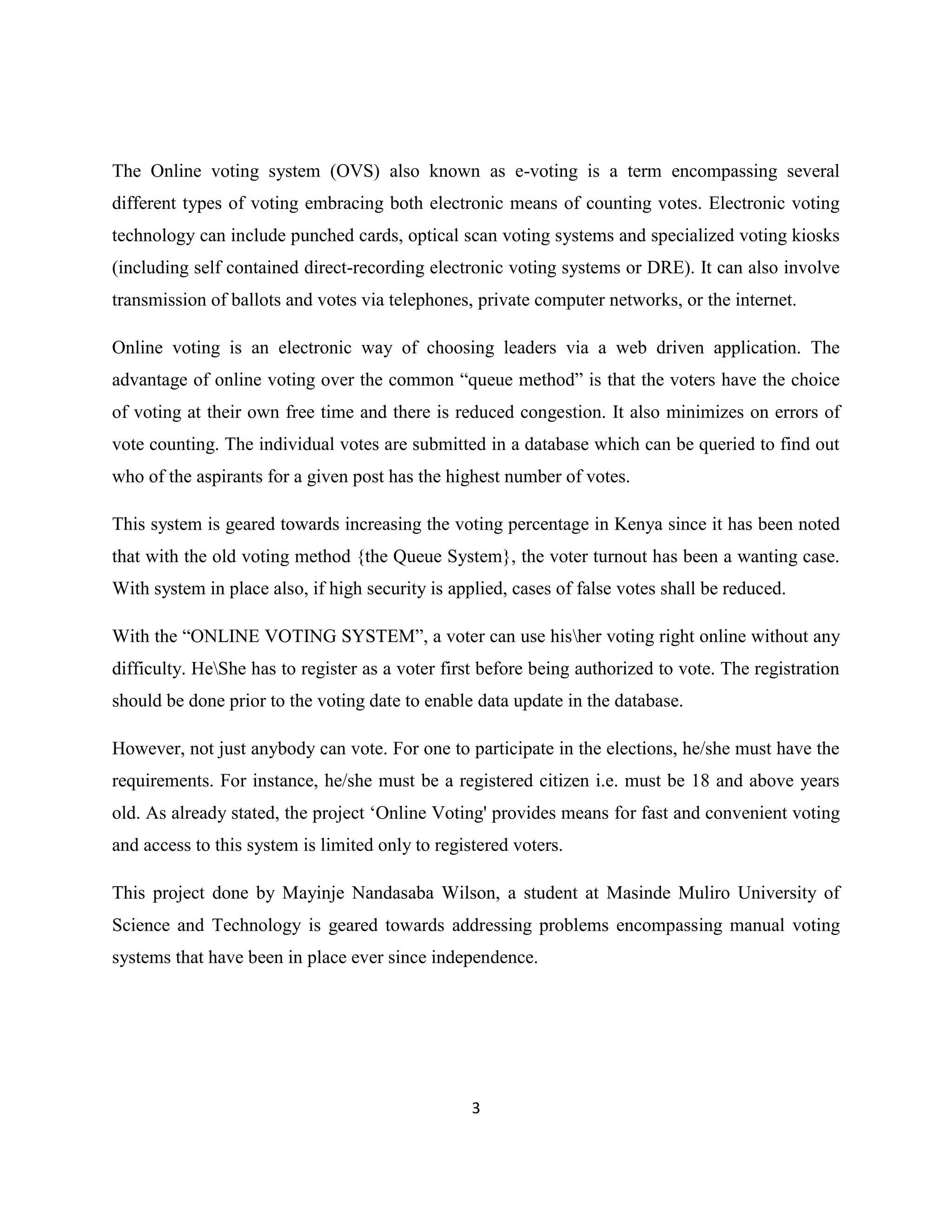 PROJECT REPORT_ONLINE VOTING SYSTEM | DOCX