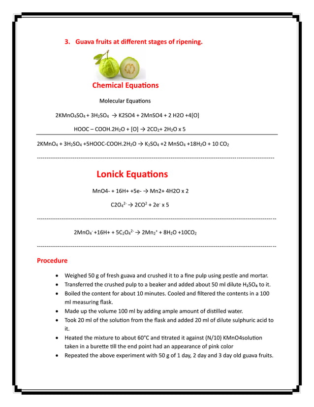Presence of Oxalate Ions in Guava at Different Stages of Ripening | PDF