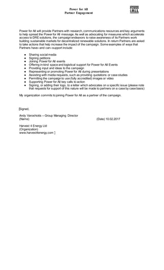 Power for all, Renewable Energy Declaration and statement | PDF