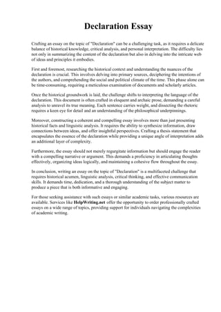 Declaration Essay.pdf | Homework and Study | Education