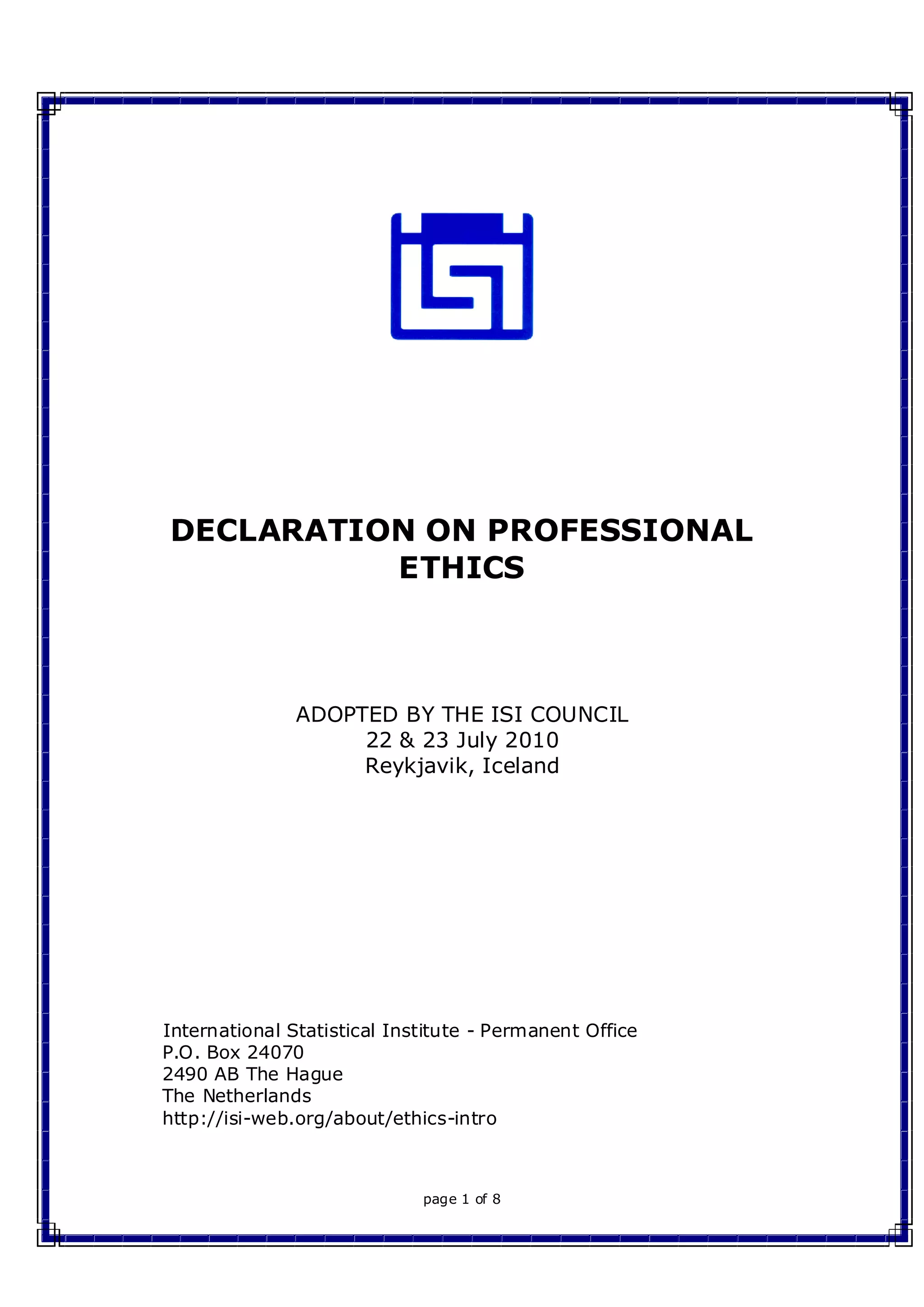 Declaration ethics | PDF