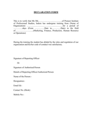 Declaration form sip | PDF