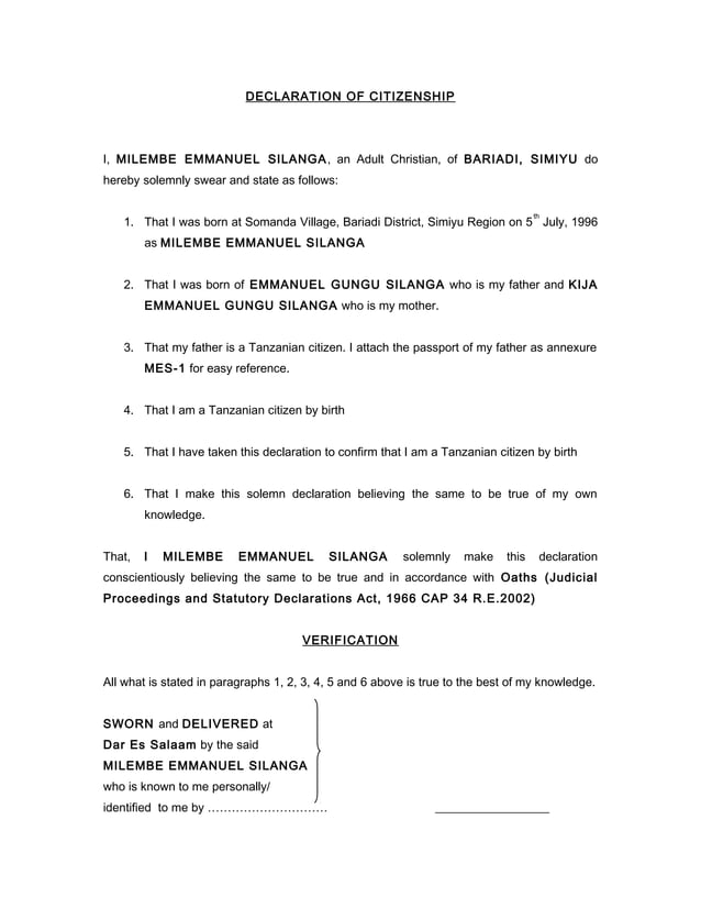 Declaration of citizenship | PDF