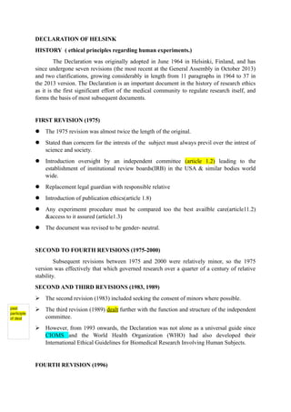 DECLARATION OF HELSINK and seven revisions | DOCX