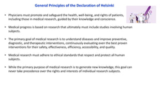 DECLARATION OF HELSINKI - History and principles | PPTX