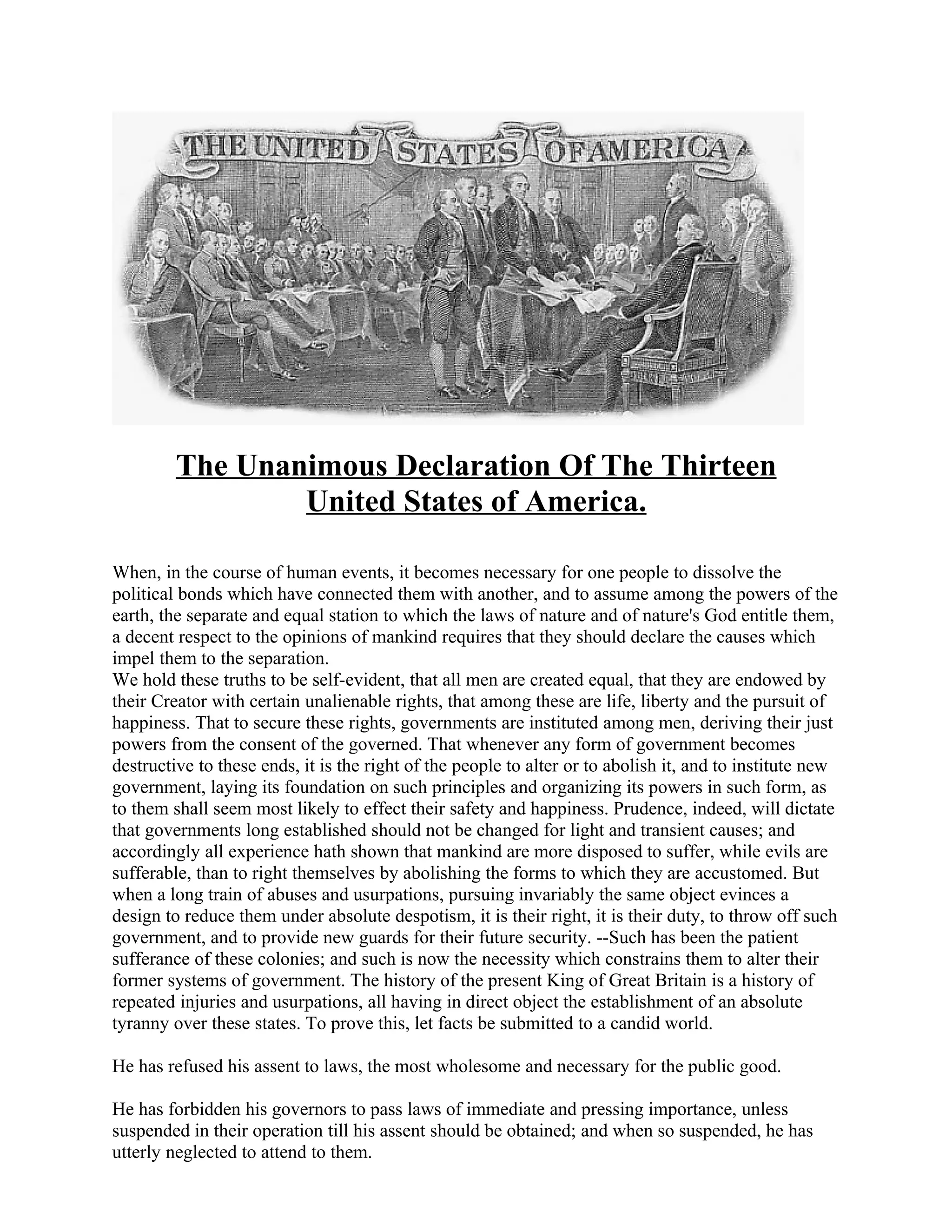 Declaration of Independence US - Website DEMOCRACY | PDF