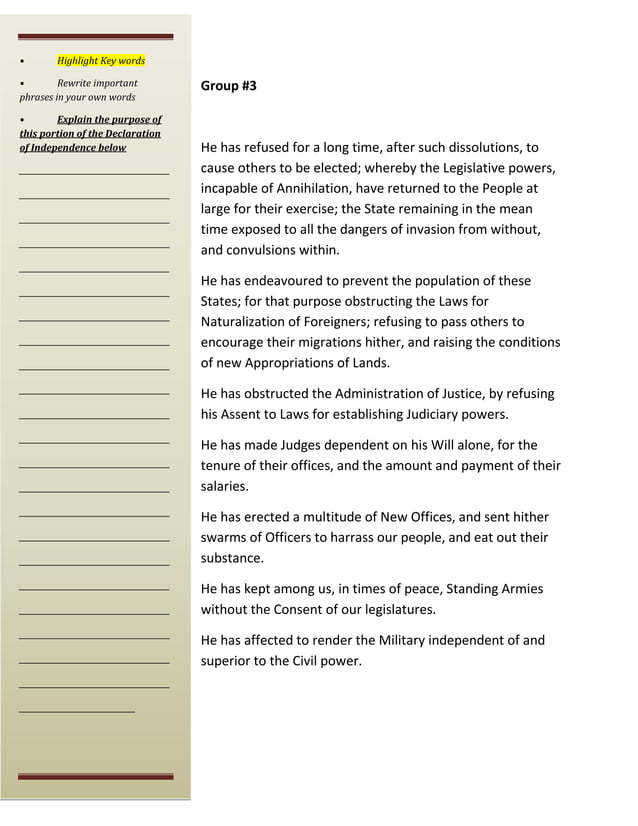 Declaration of independence analyze | PDF