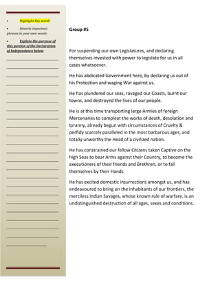 Declaration of independence analyze | PDF