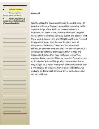 Declaration of independence analyze | PDF