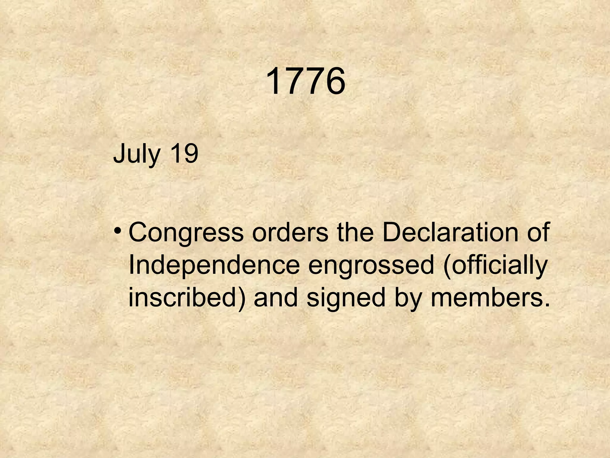 Declaration Of Independence Chronology | PPT