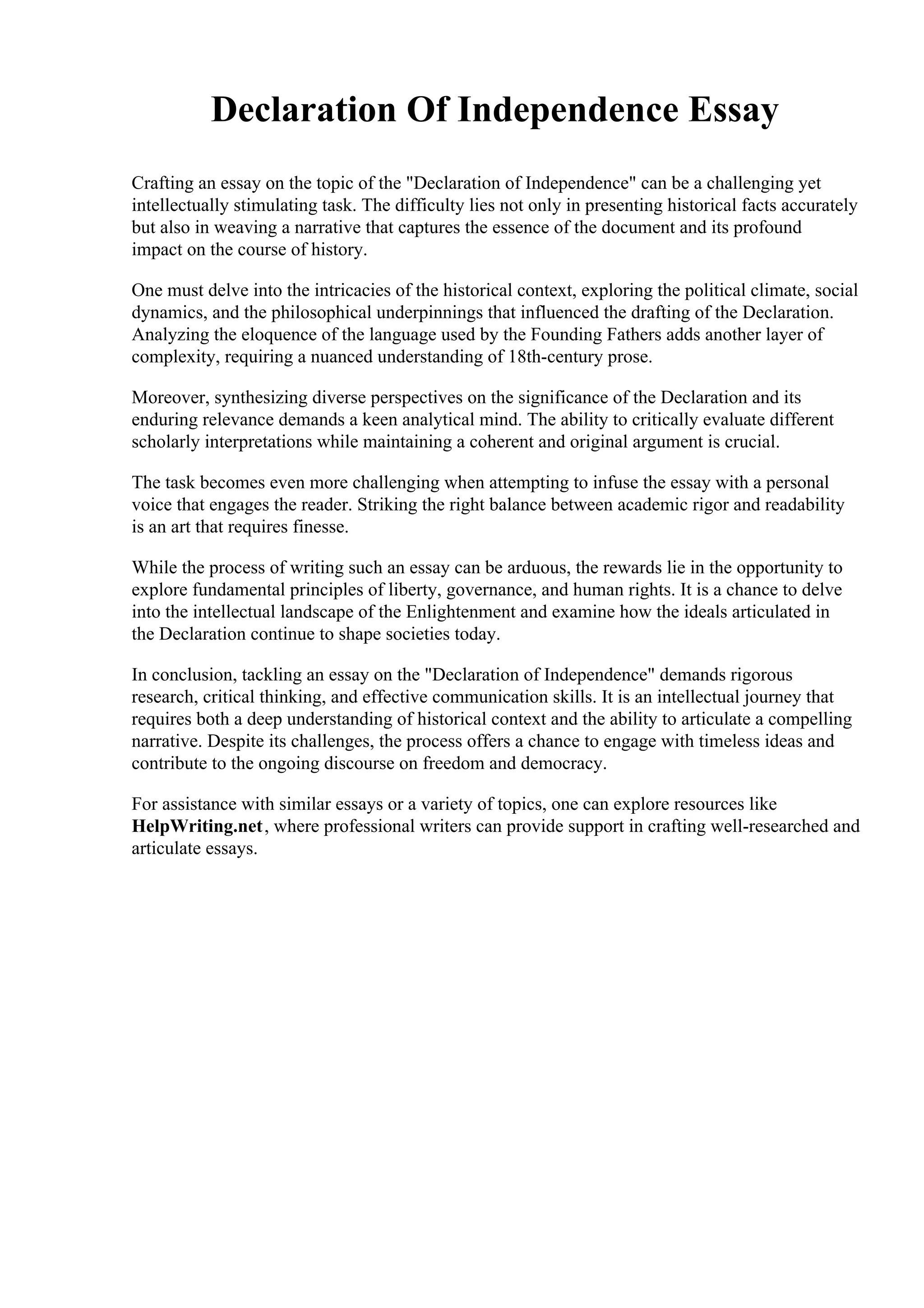 Declaration Of Independence Essay.pdf | Homework and Study | Education