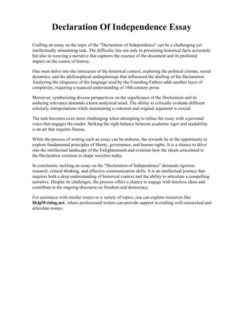 Declaration Of Independence Essay.pdf | Homework and Study | Education
