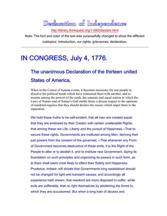 Declaration of independence text | PDF