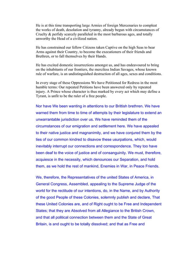 Declaration of independence text | PDF