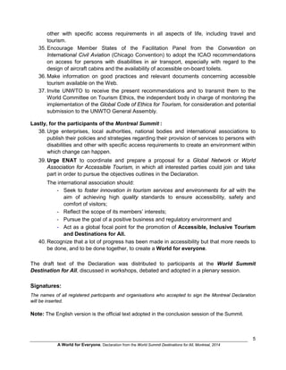Destinations for All - Declaration of montreal english | PDF