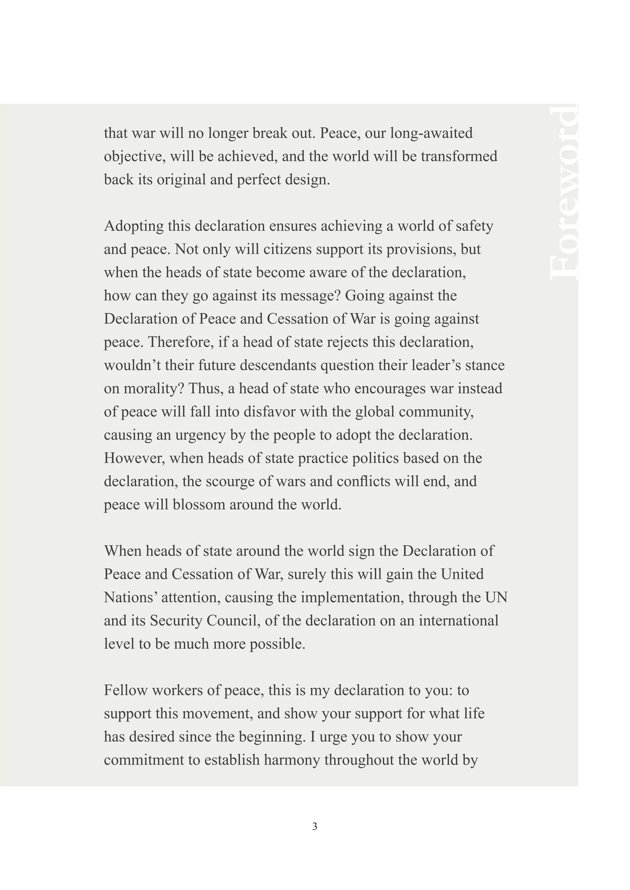 Declaration of peace and cessation of war booklet | PDF
