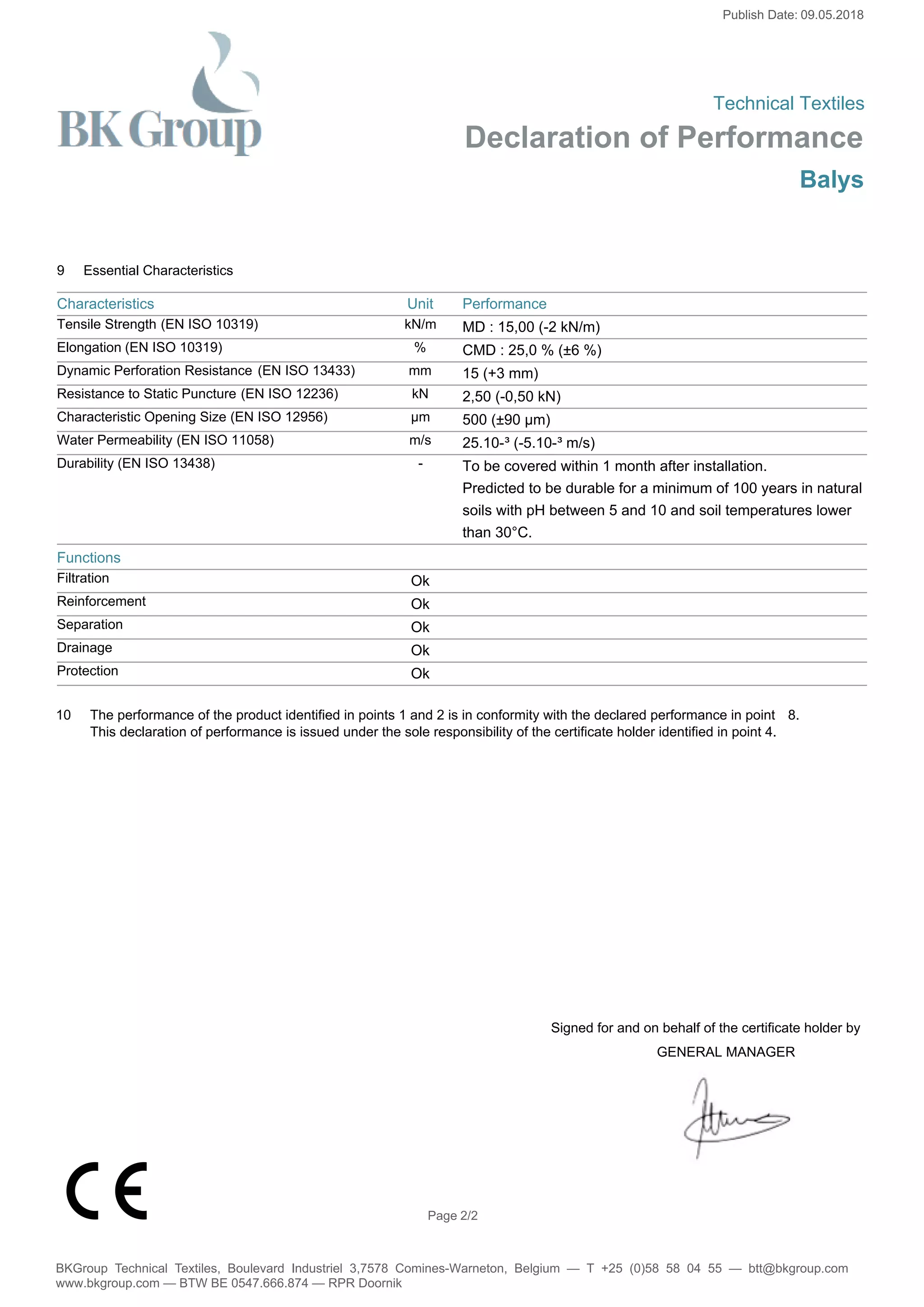 Declaration of Performance Template | PDF