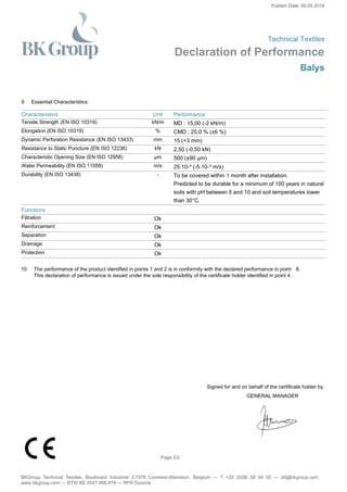 Declaration of Performance Template | PDF