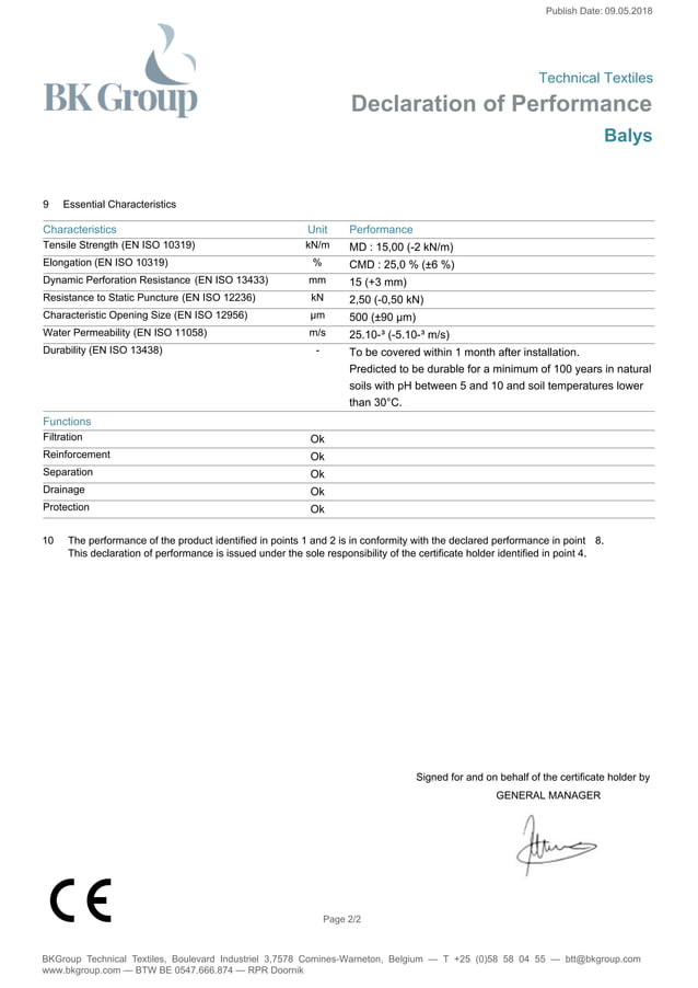 Declaration of Performance Template | PDF