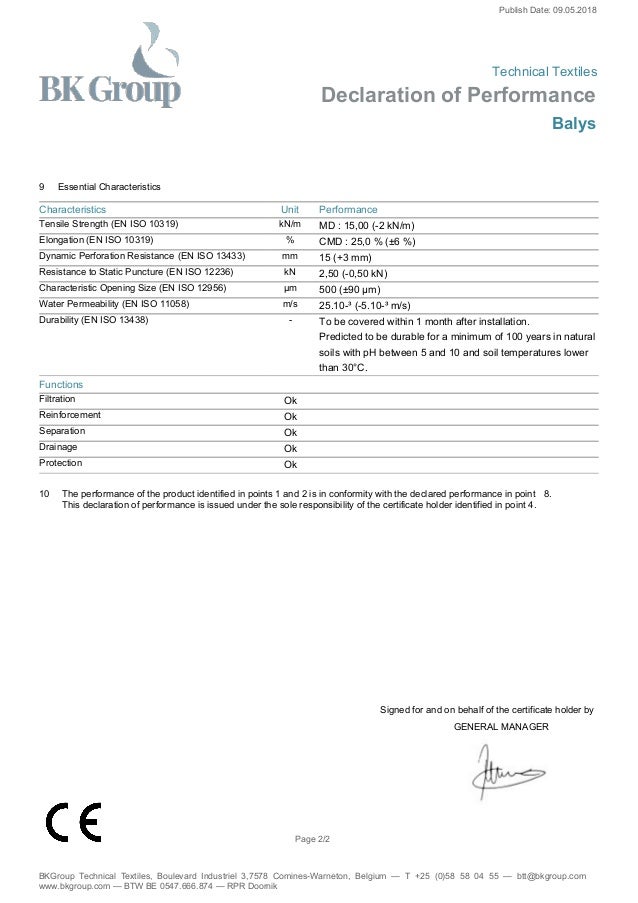 Declaration of Performance Template