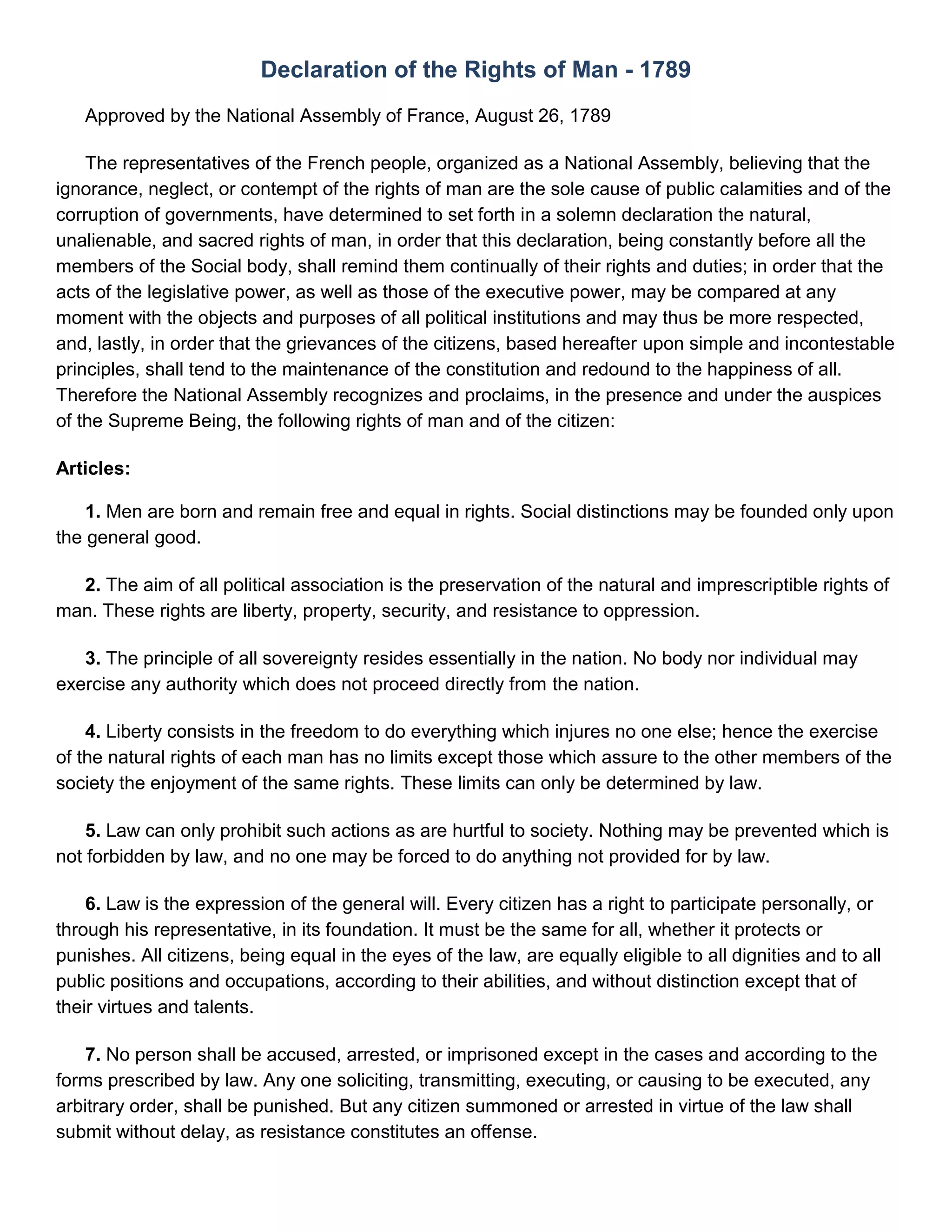 Declaration of the rights of man | DOCX