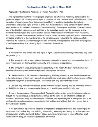Declaration Of The Rights Of Man