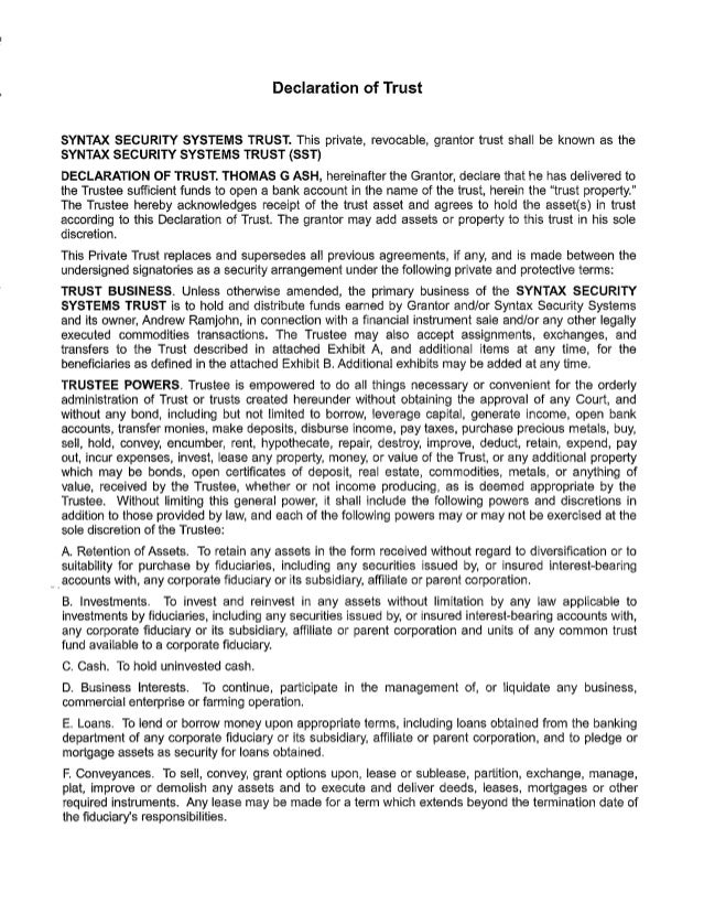 Declaration Of Accounts