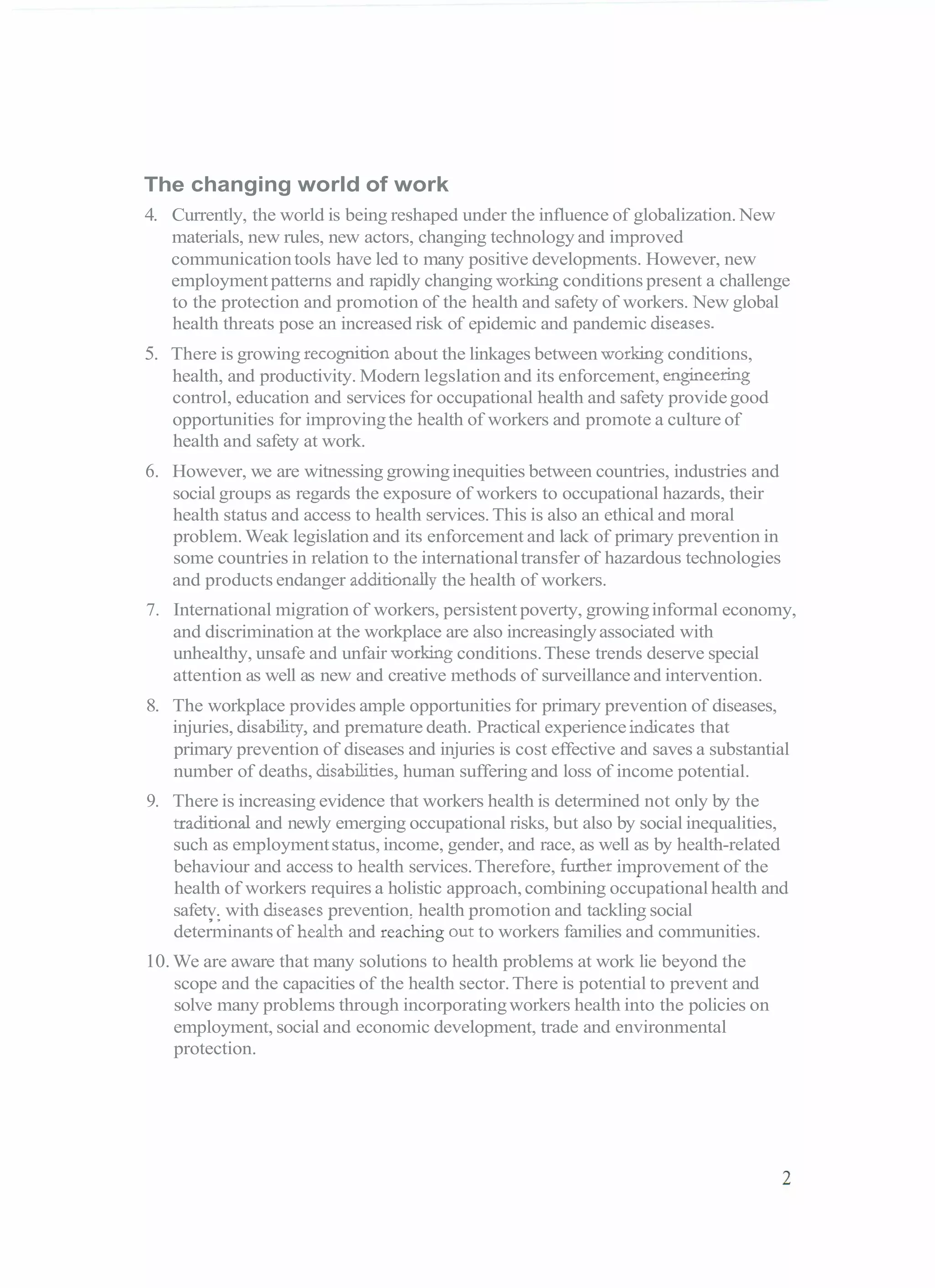 Declaration on workers health | PDF