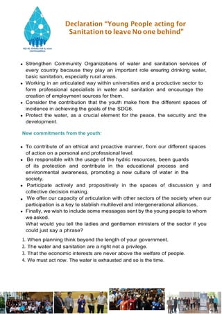 Declaration “Youth Acting for the Sanitation to Not Leave Anyone Behind ...