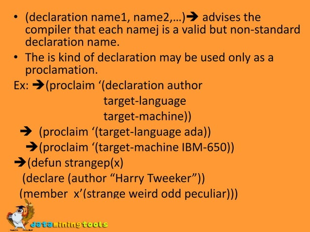 LISP: Declarations In Lisp | PPTX