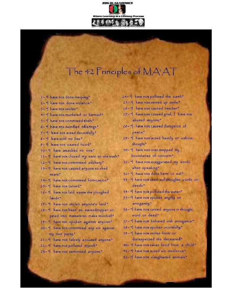 Declarations Of Innocence 42 Principles Of Maat Declarations Of Innocence 42 Principles Of Maat