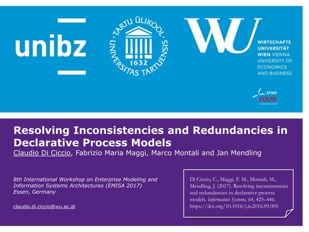 Resolving Inconsistencies and Redundancies in Declarative Process Models | PPT