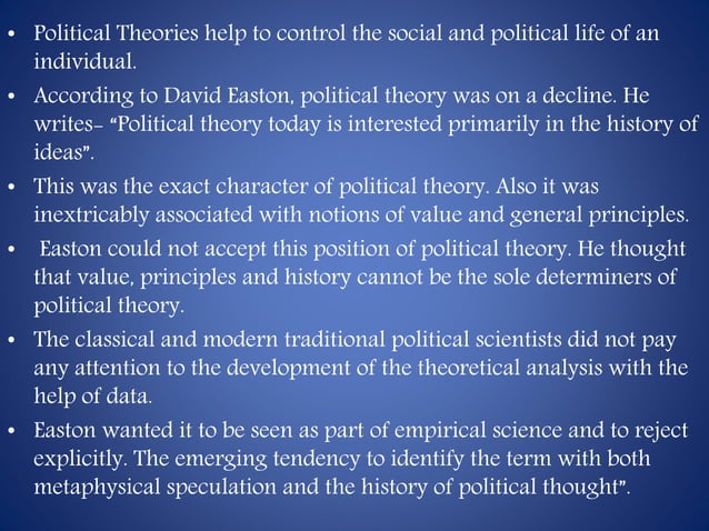David Easton's Concept of Decline of Political Theory | PPTX