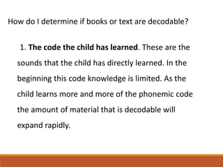 Decodable text for Early Grade learner | PPTX | Technology & Computing