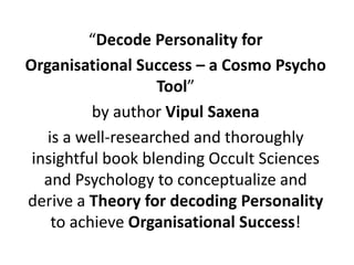 Decode Personality for Organisational Success a Cosmo Psycho Tool | PPTX