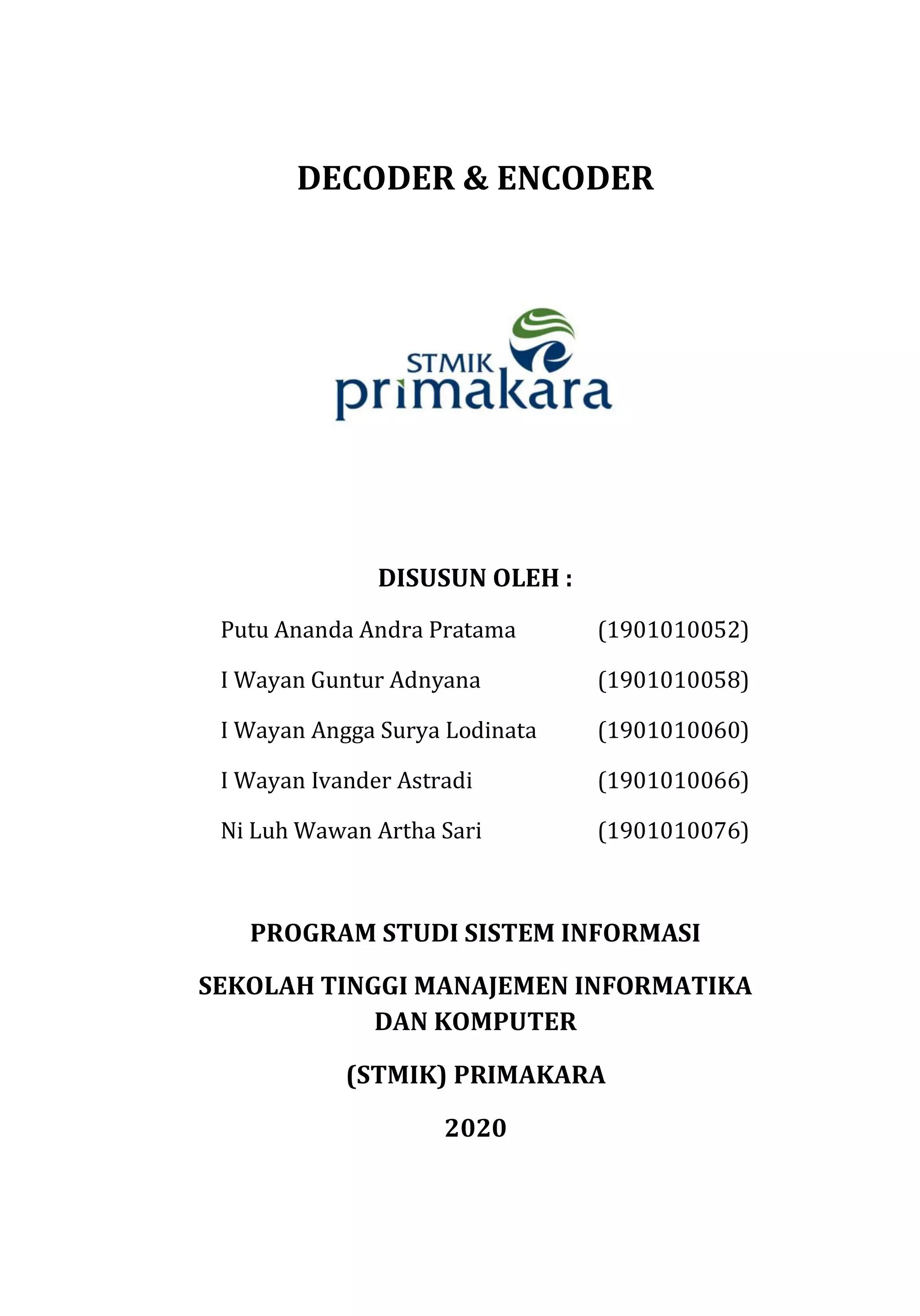 Decoder & Encoder | PDF