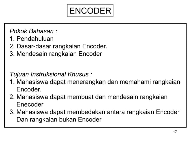 bahan ajar decoder dan endcoder pada matakuliah rangkaian logika | PDF