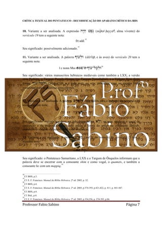 Decodificação da bhs! critica textual do pentateuco | PDF