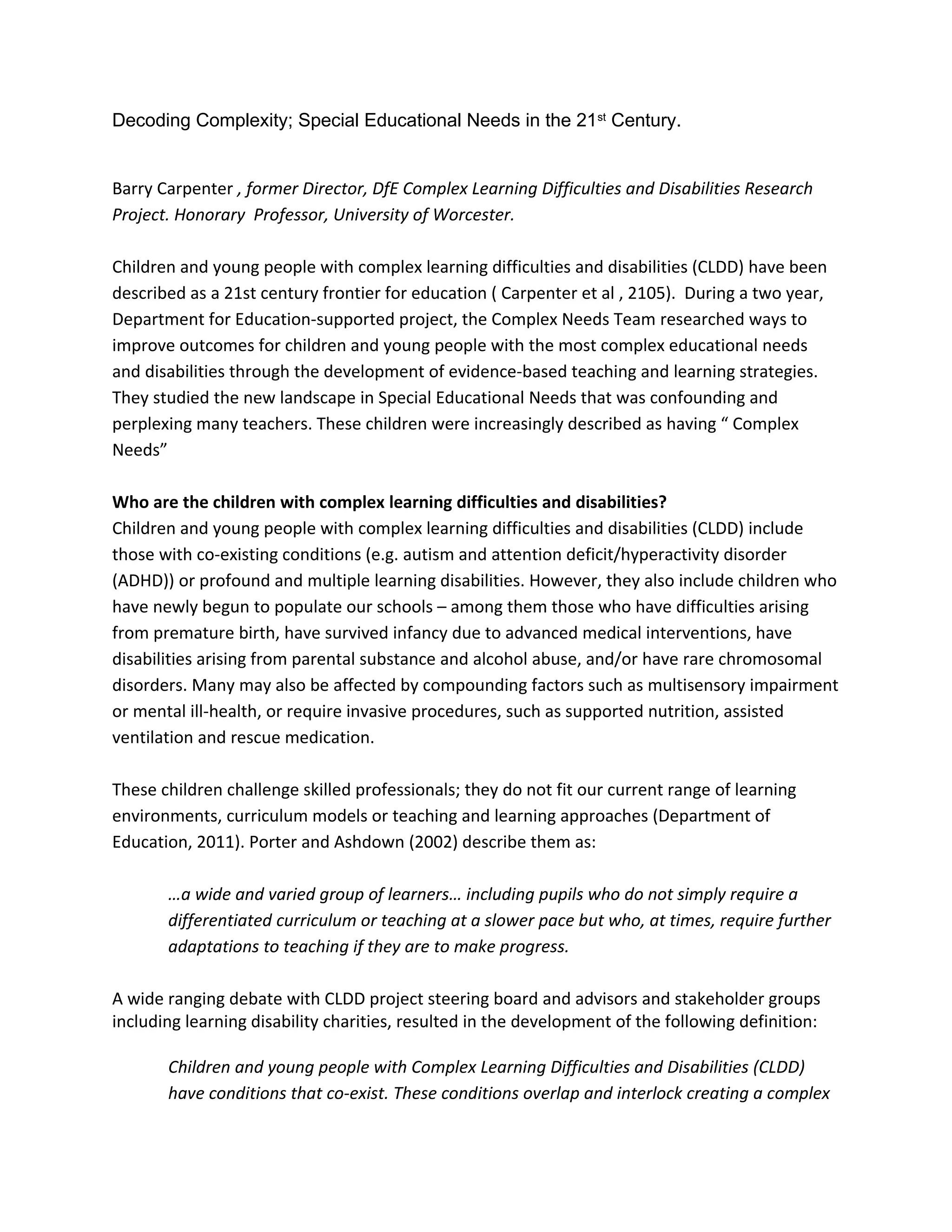 Barry Carpenter- Decoding complexity lecture script | PDF Barry Carpenter- Decoding complexity lecture script | PDF