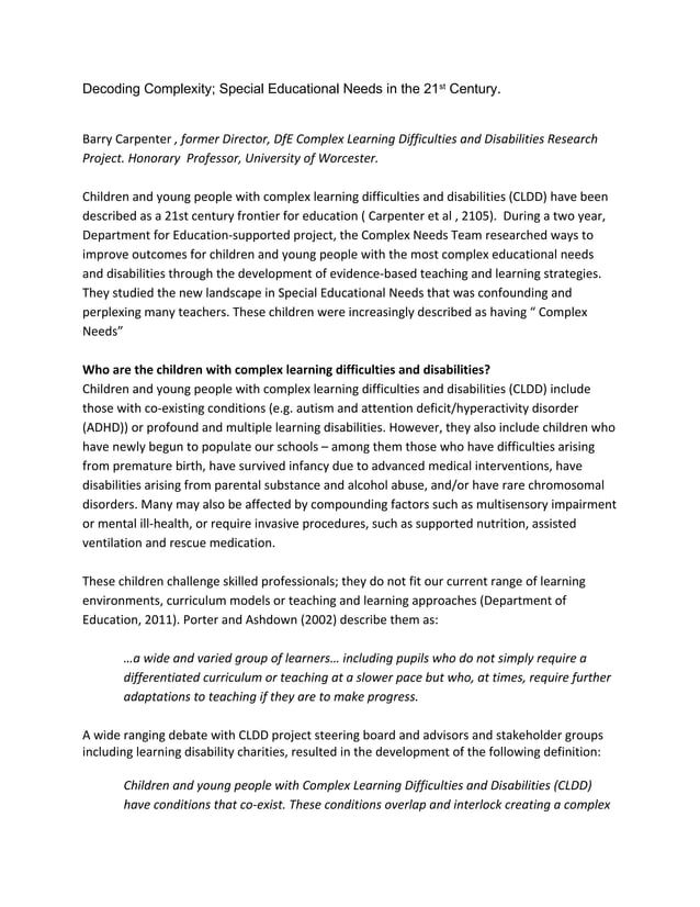 Barry Carpenter- Decoding complexity lecture script | PDF Barry Carpenter- Decoding complexity lecture script | PDF