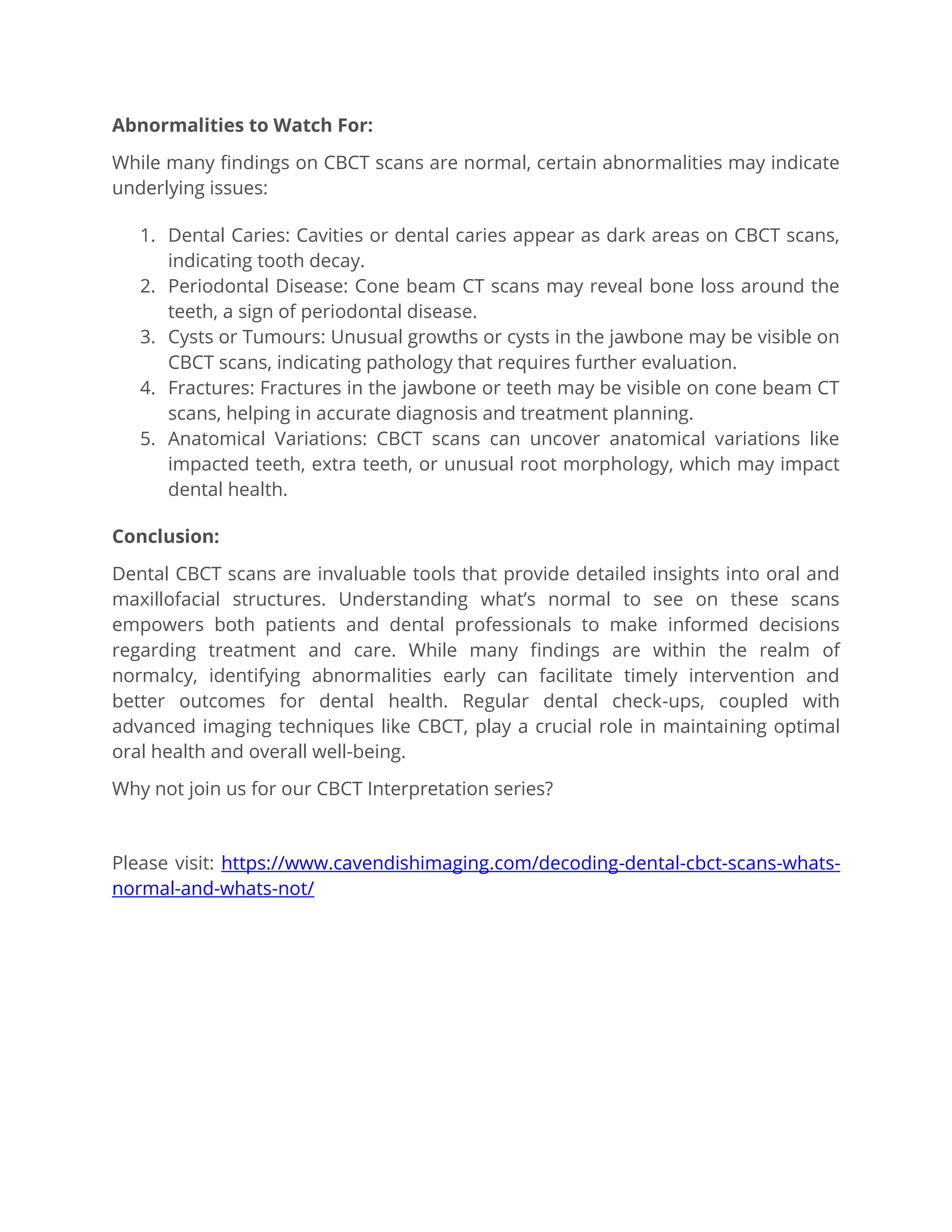 Decoding Dental CBCT Scans What's Normal and What's Not - Cavendish ...