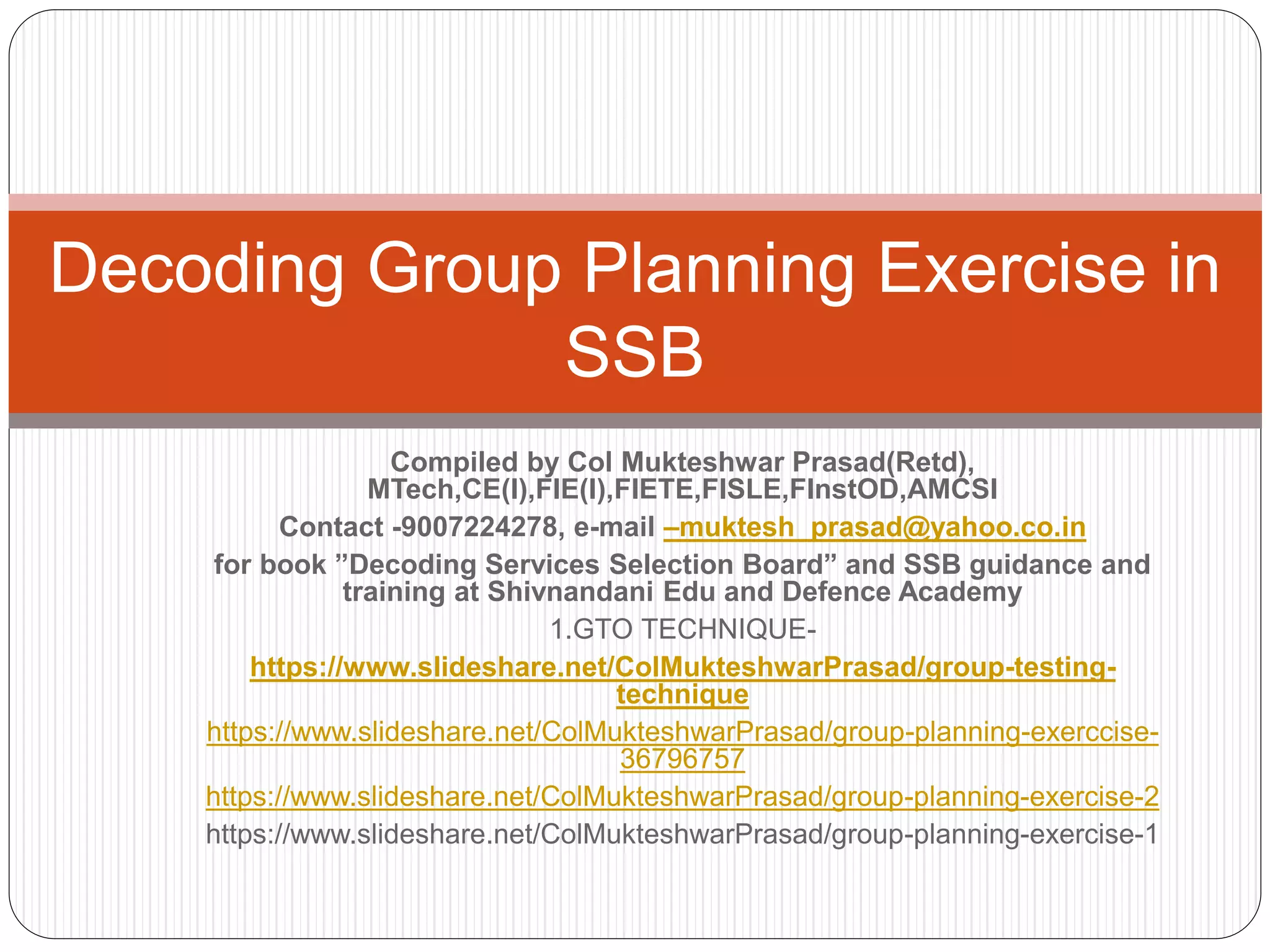 Decoding group planning exercise in SSB | PPTX