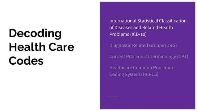 Decoding healthcare codes: ICD-10, DRG, CPT, HCPCS | PDF | Health ...