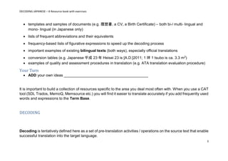 Decoding Japanese part 1 draft ver1. | PDF