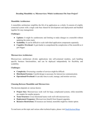 Decoding Monolithic vs. Microservices: Which Architecture Fits Your ...
