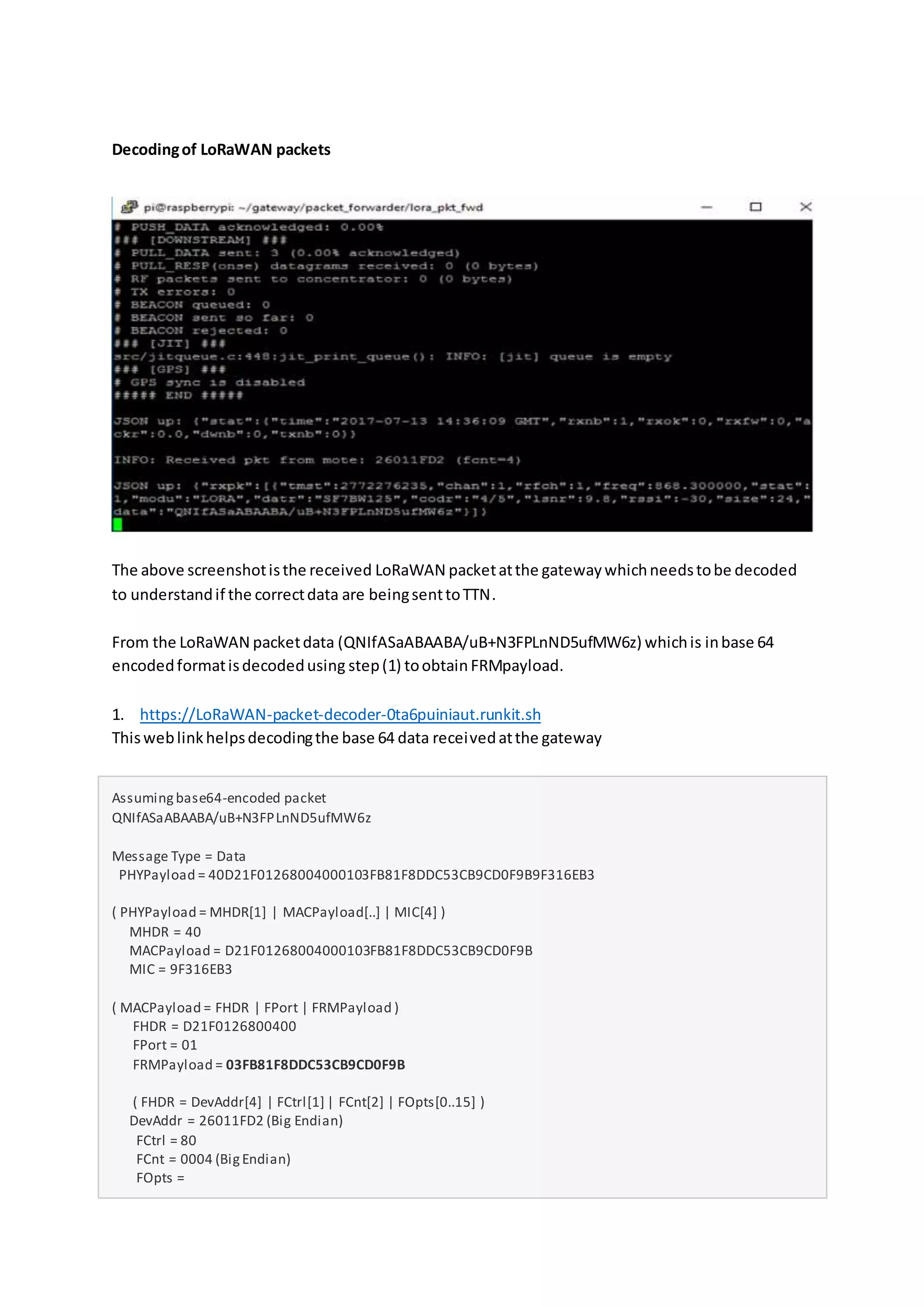 Decoding LoRaWAN Packet | DOCX | Computer Networking | Computing