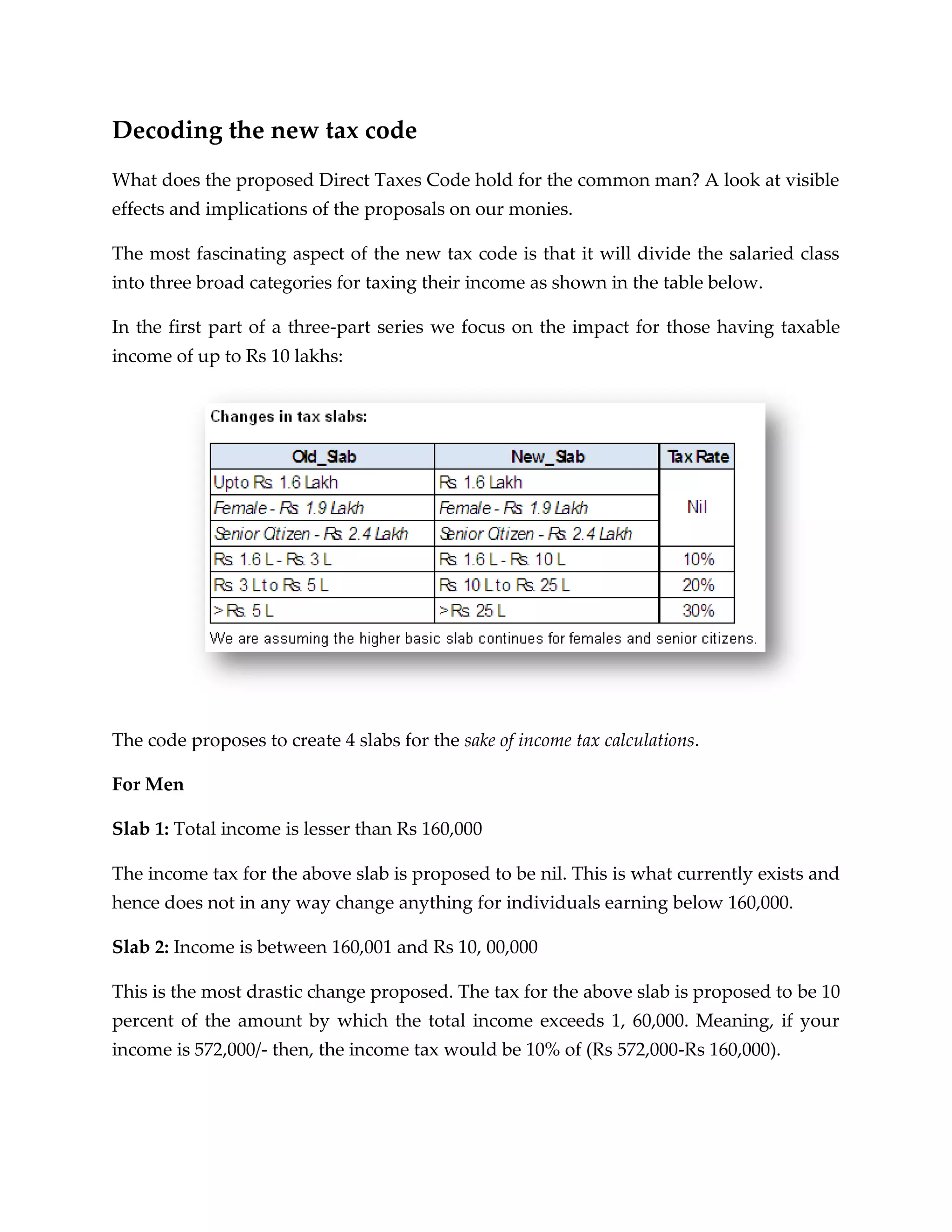 Decoding Of New Tax Code | DOCX