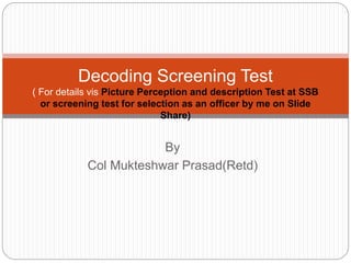 Decoding screening test | PPT