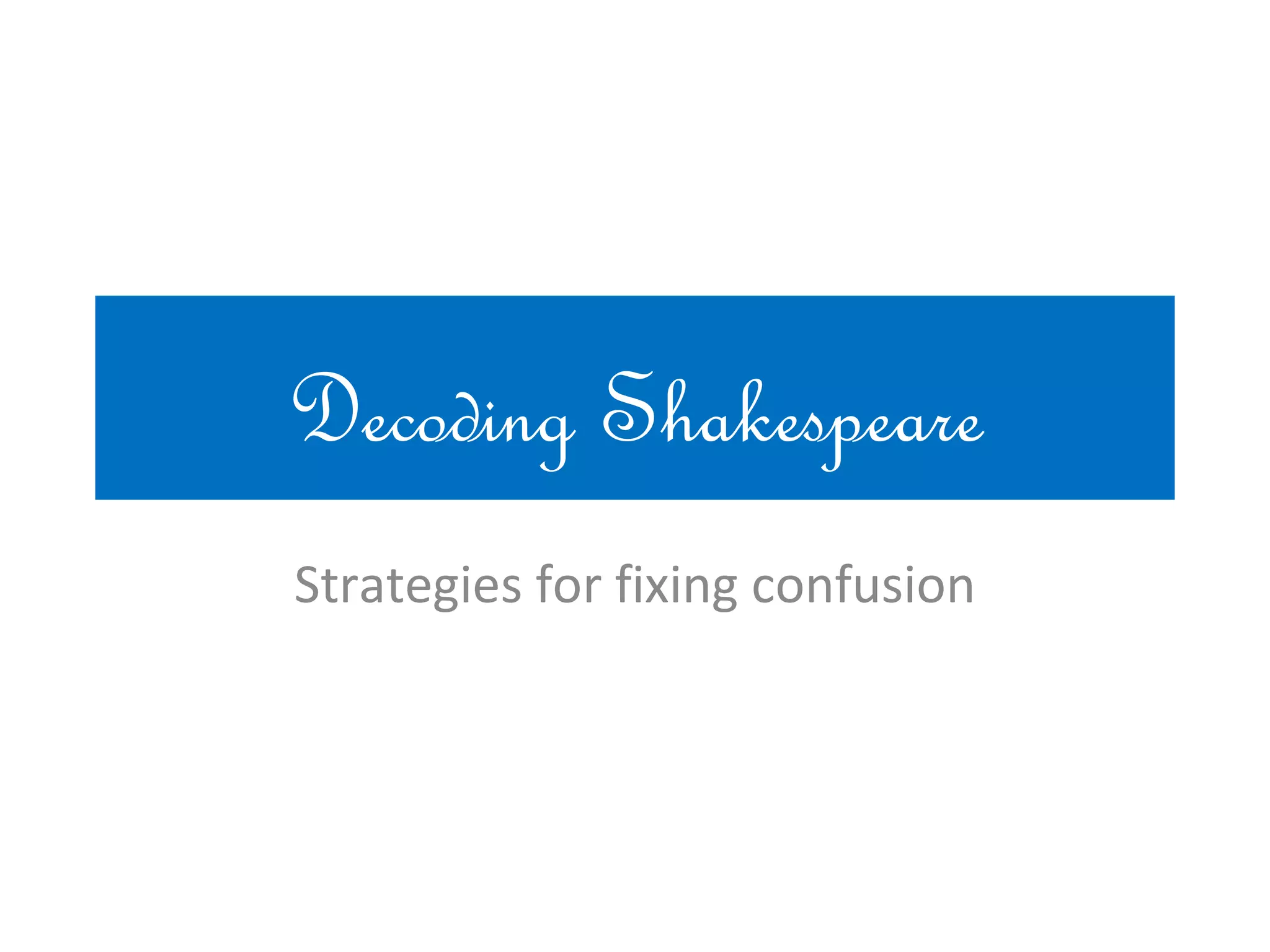 Decoding shakespeare | PPT