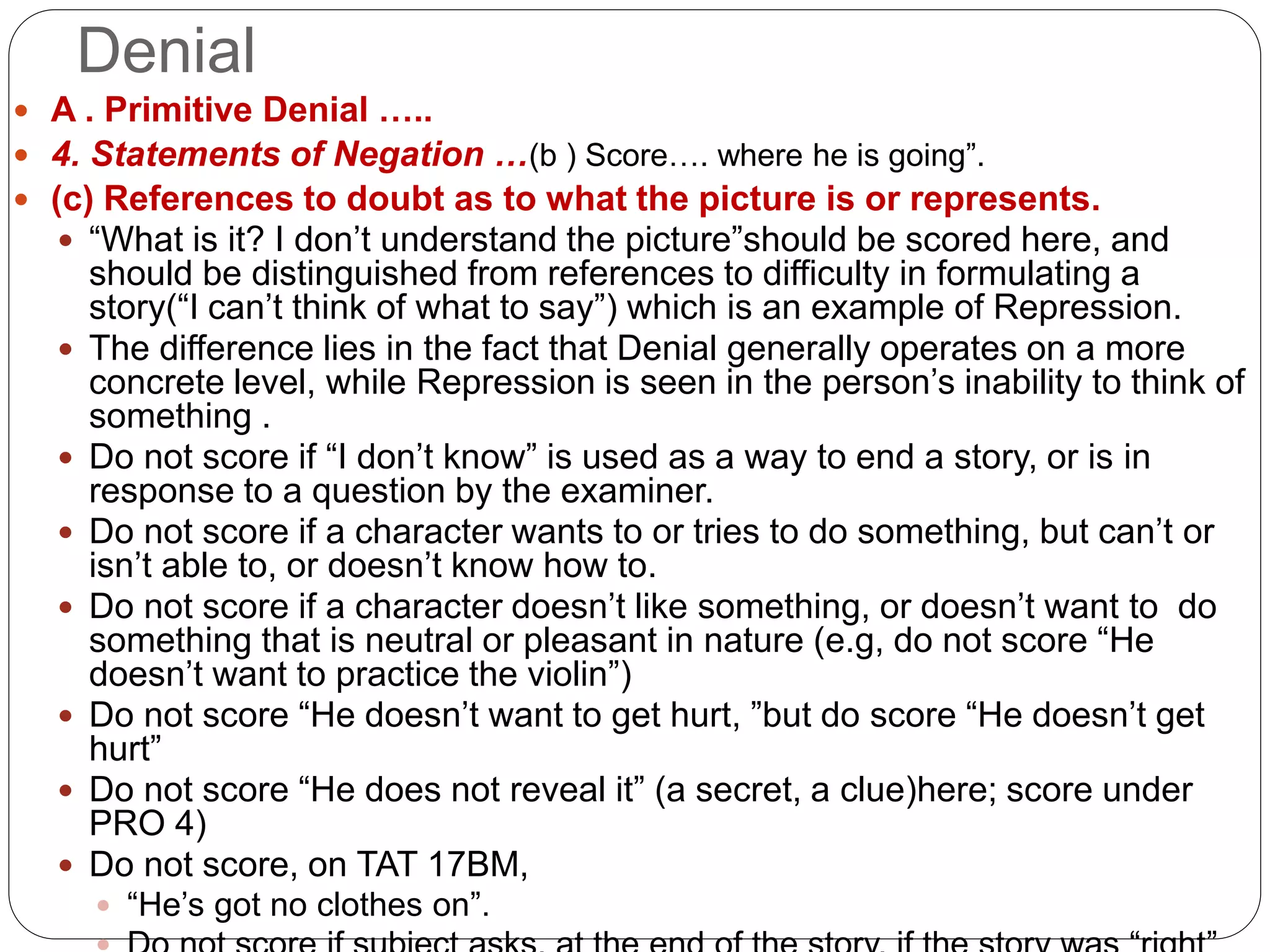Decoding tat 10 the defense mechanism manual part1(denial) | PPTX